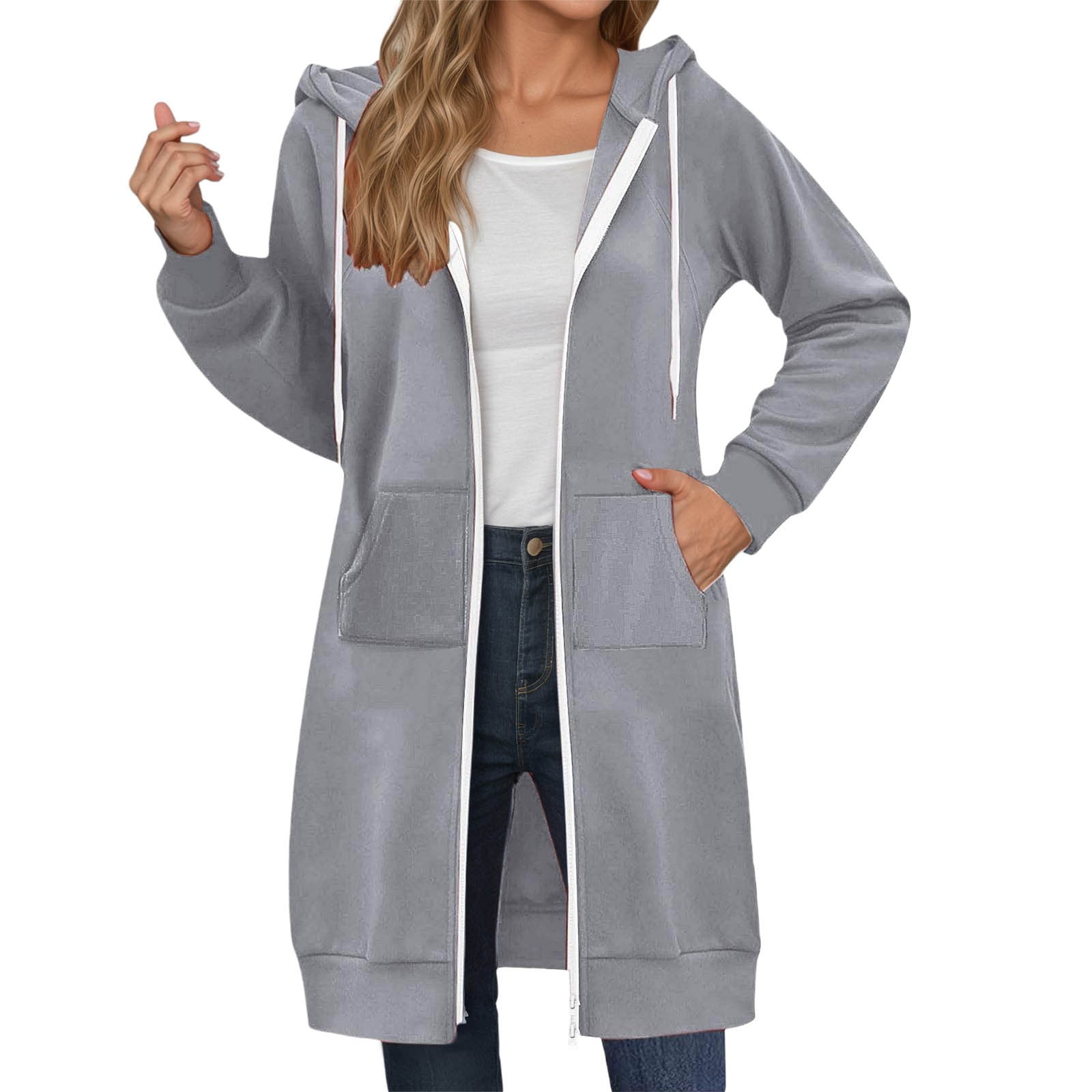 Extra Large Long Zipper Hooded Sweatshirt for Autumn and Winter Sports ...