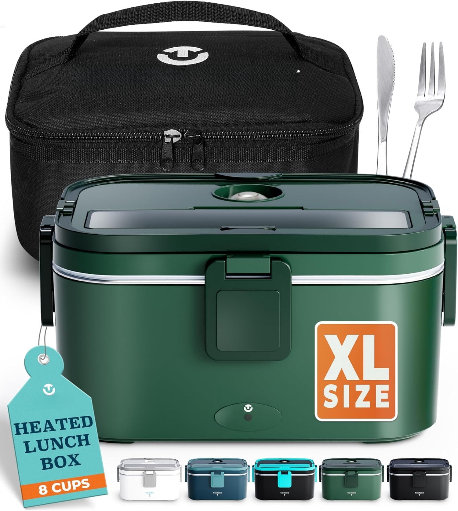 Extra-Large Lunch Box For up to 8 Cups - 80W Heated Lunch Box 1.8L ...
