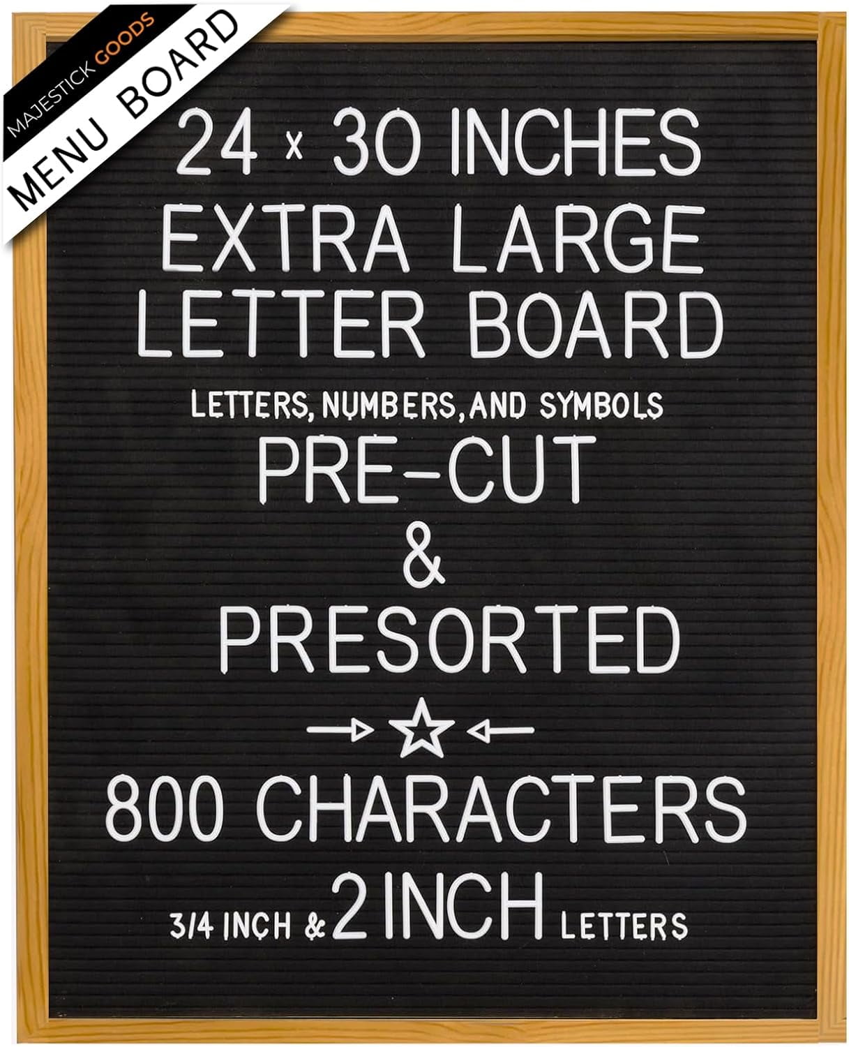 Extra Large MENU BOARD Letter Board 24x30 by Majestick Goods | Black ...