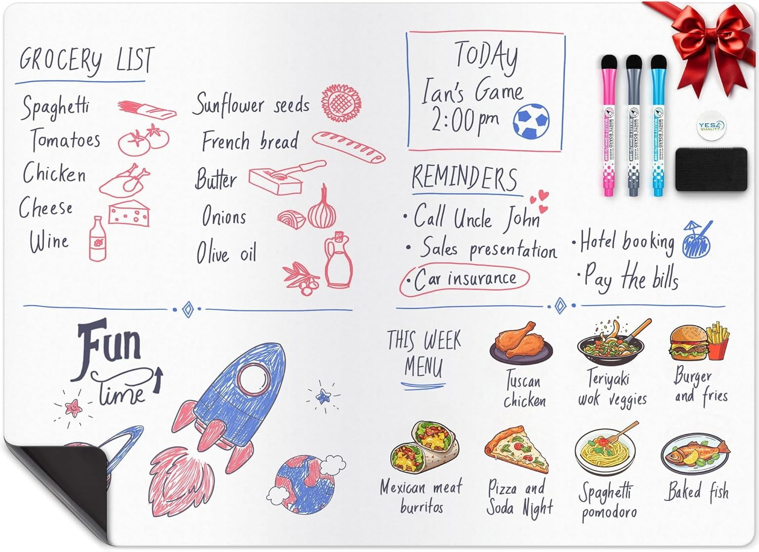 Extra Large Magnetic Dry Erase White Board Sheet for Fridge (29x21 ...