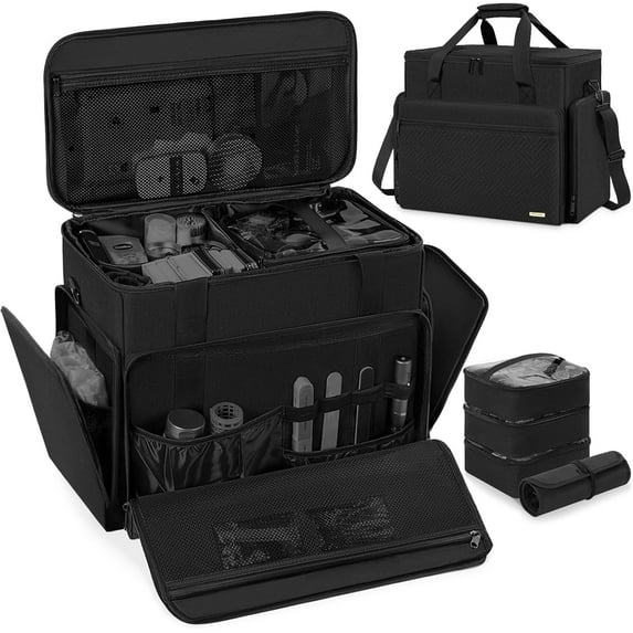 Extra Large Makeup Case with 4 Removable Pouches, Professional Make up ...
