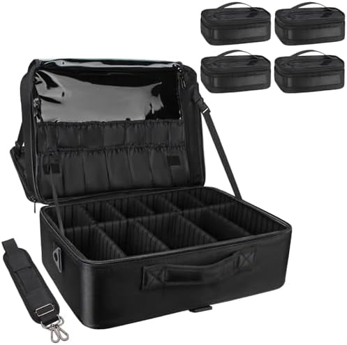 Extra Large Makeup Case with Plastic Dividers Washable and Easy to ...