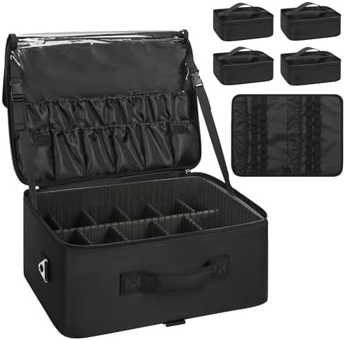 Extra Large Makeup Case with Plastic Dividers Washable and Easy to ...