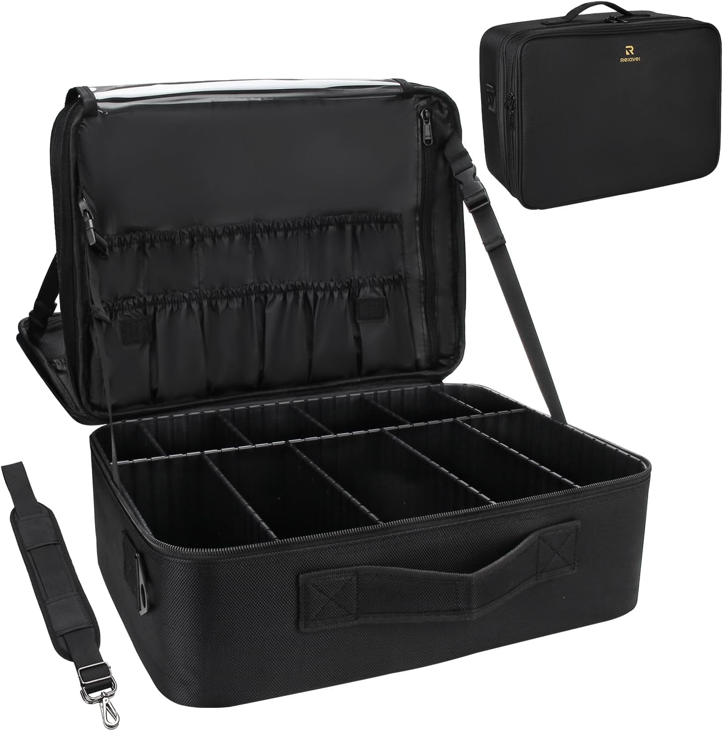 Extra Large Makeup Case with Plastic Dividers Washable and Easy to ...