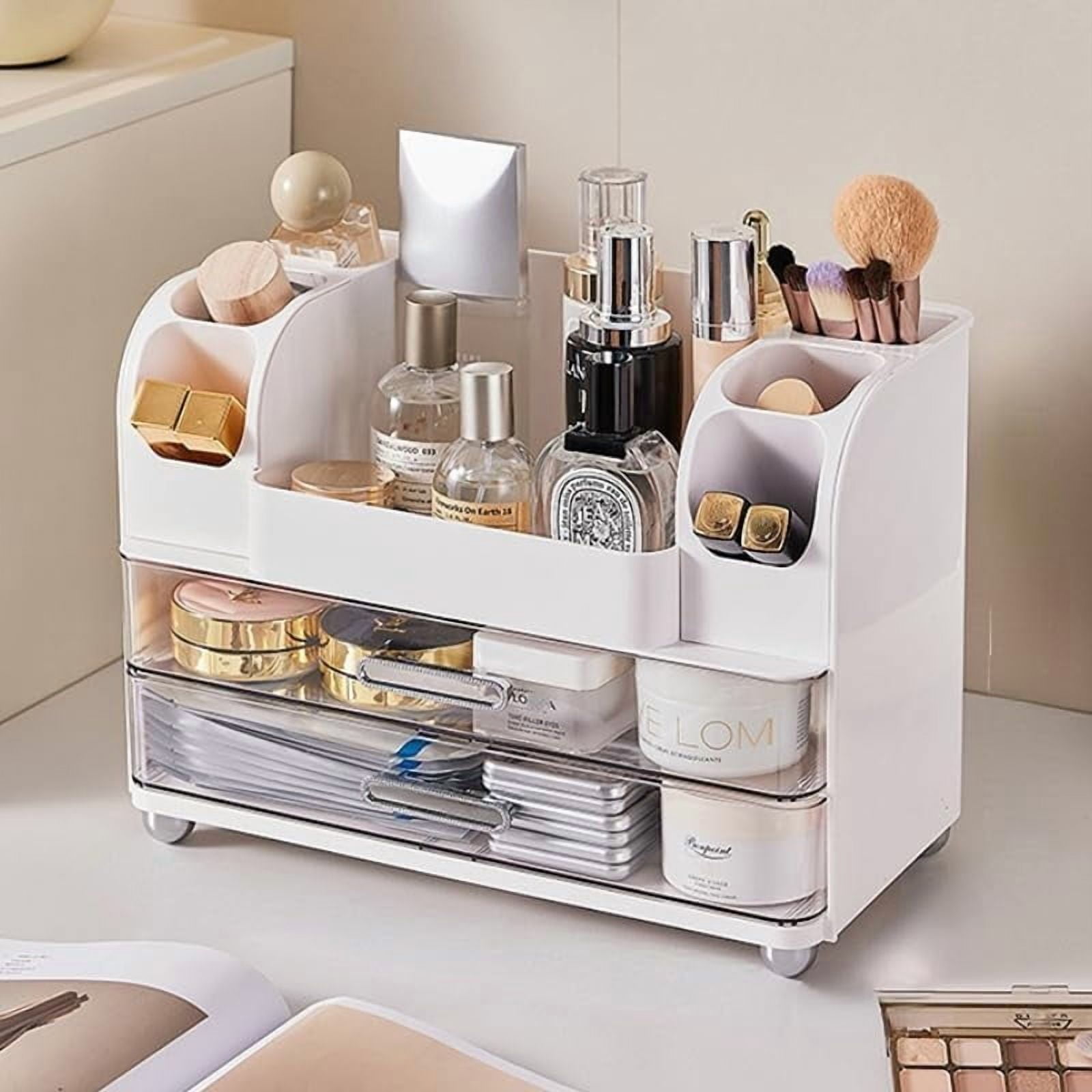 Extra Large Makeup Organizer with 2 Wide Drawers Divided Top ...