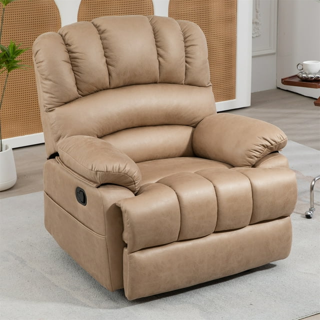 Extra Large Manual Recliner Chair, Soft Fabric Overstuffed Reclining ...