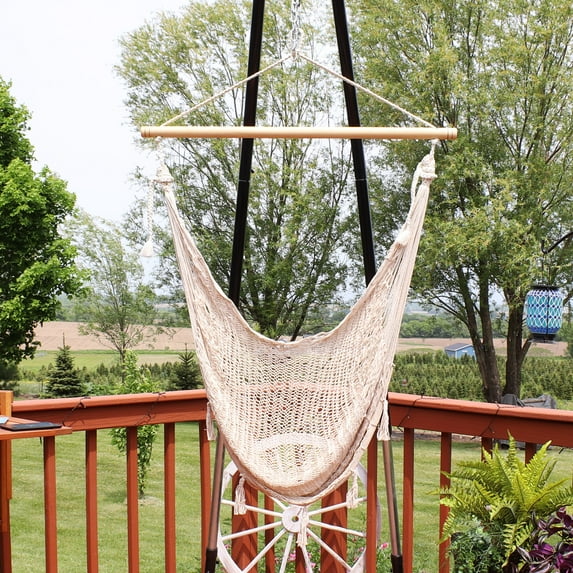 Extra Large Mayan Cotton/Nylon Rope Hammock Chair - Natural For Daily ...