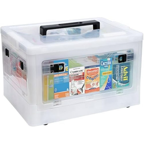 Extra Large Medicine Storage Box with Handles, First Aid Box Clear ...