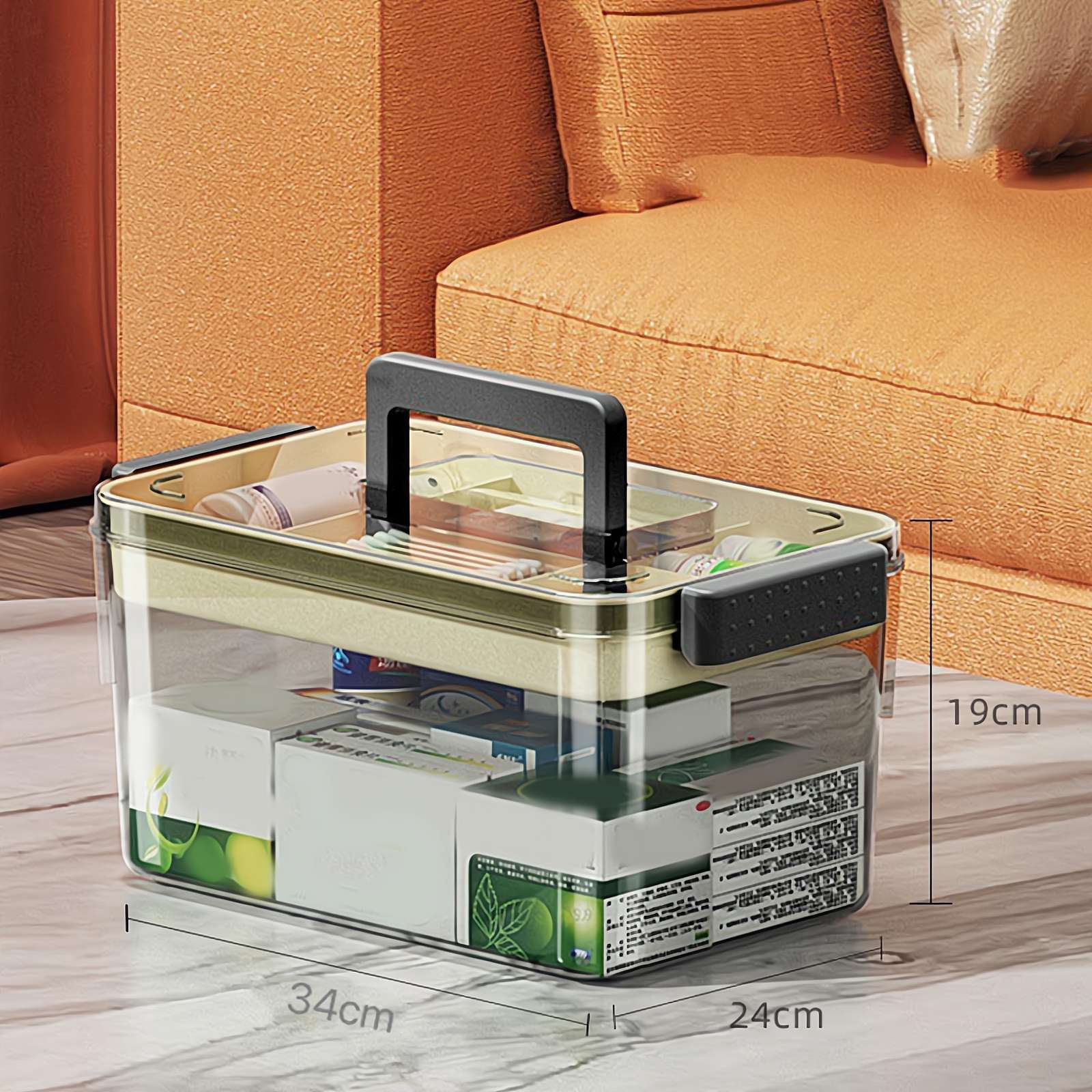 Extra Large Medicine Storage Box with Handles,Two-layer Plastic First ...