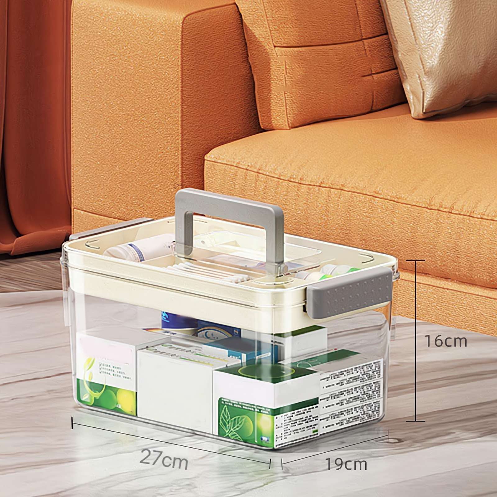 Extra Large Medicine Storage Box with Handles,Two-layer Plastic First ...