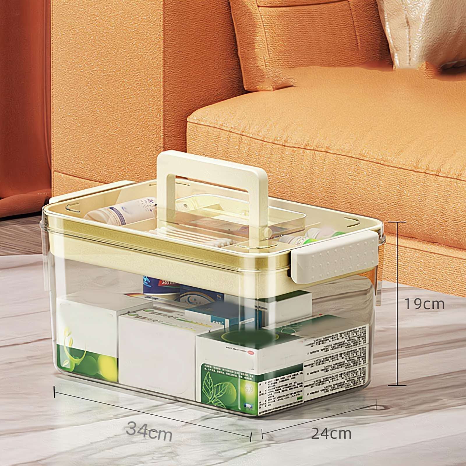 Extra Large Medicine Storage Box with Handles,Two-layer Plastic First ...