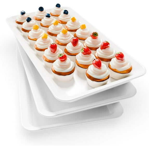 Extra Large Melamine Serving Tray Set and Cupcake Stand for Party ...