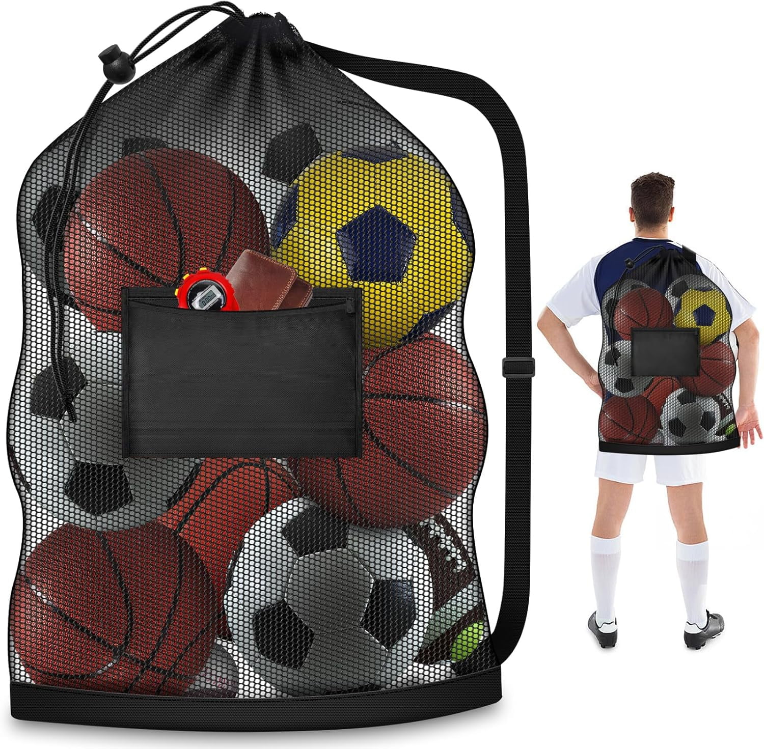 Extra Large Mesh Ball Bag, Heavy Duty Drawstring Storage Bag, 24" x 36 ...