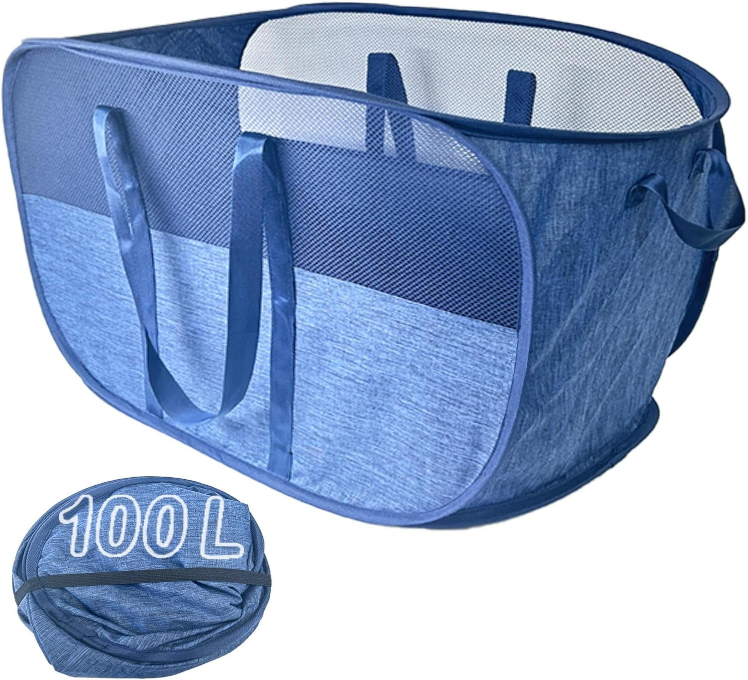 Extra Large Mesh Pop Up Laundry Hamper – 100 Liter Collapsible Laundry ...