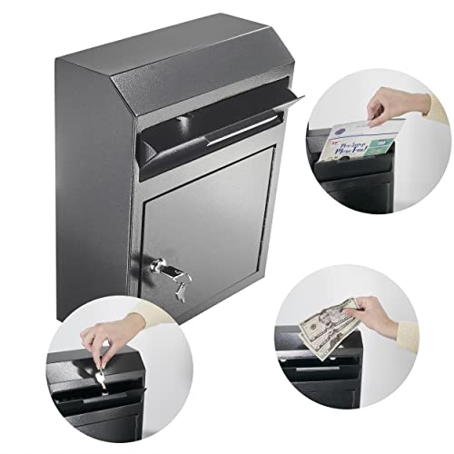 Extra Large Metal Wall Mount Locking Deposit Drop Box Safe - Heavy Duty ...