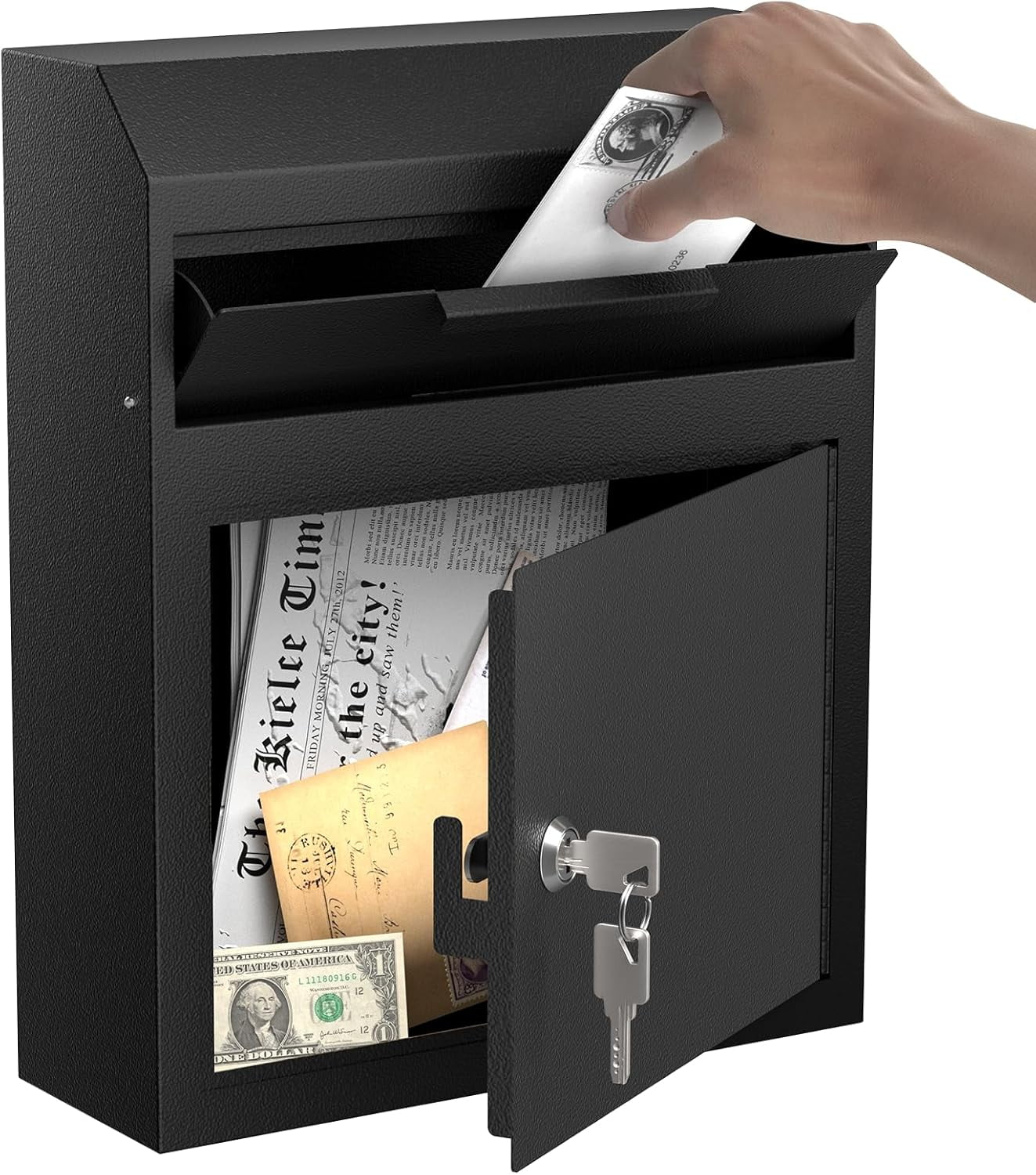 Extra Large Metal Wall Mount Locking Deposit Drop Box Safe - Heavy Duty ...