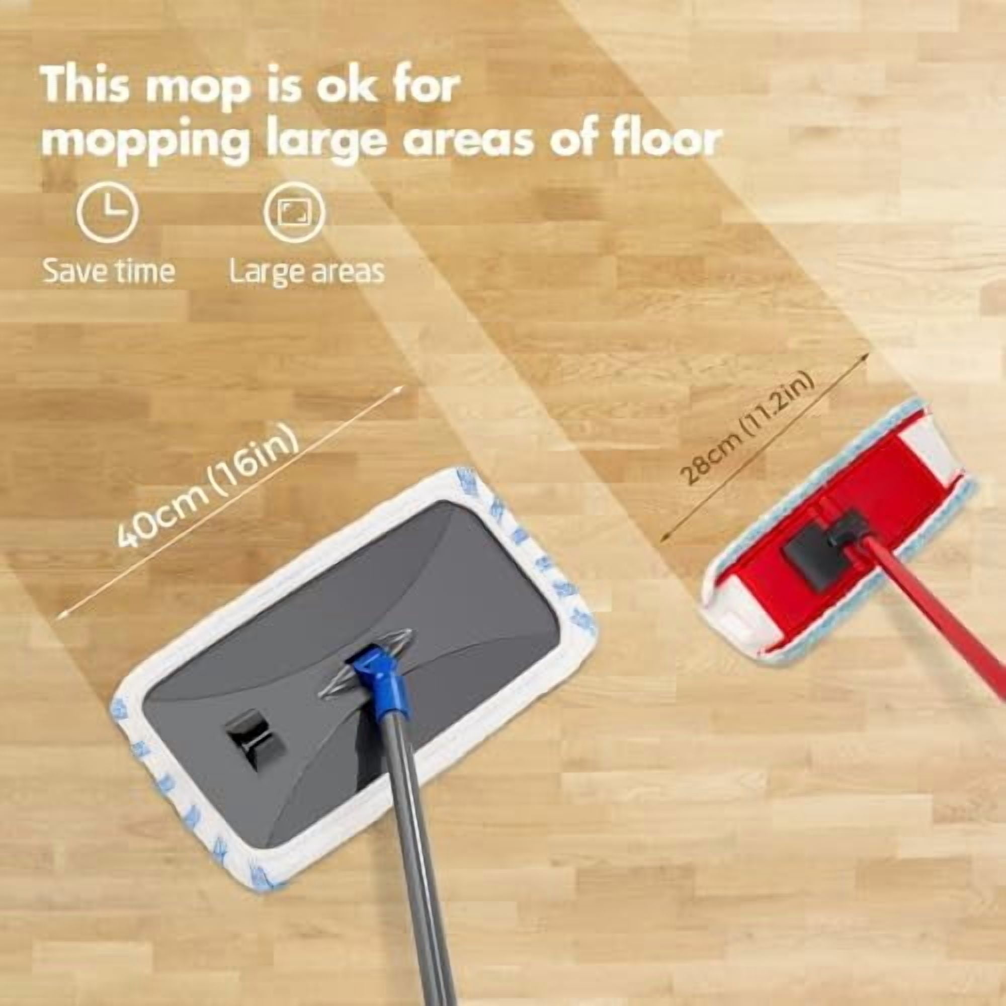 Extra Large Microfiber Mop for Floor Cleaning, 16“ Flat Mop with 5 Pad ...