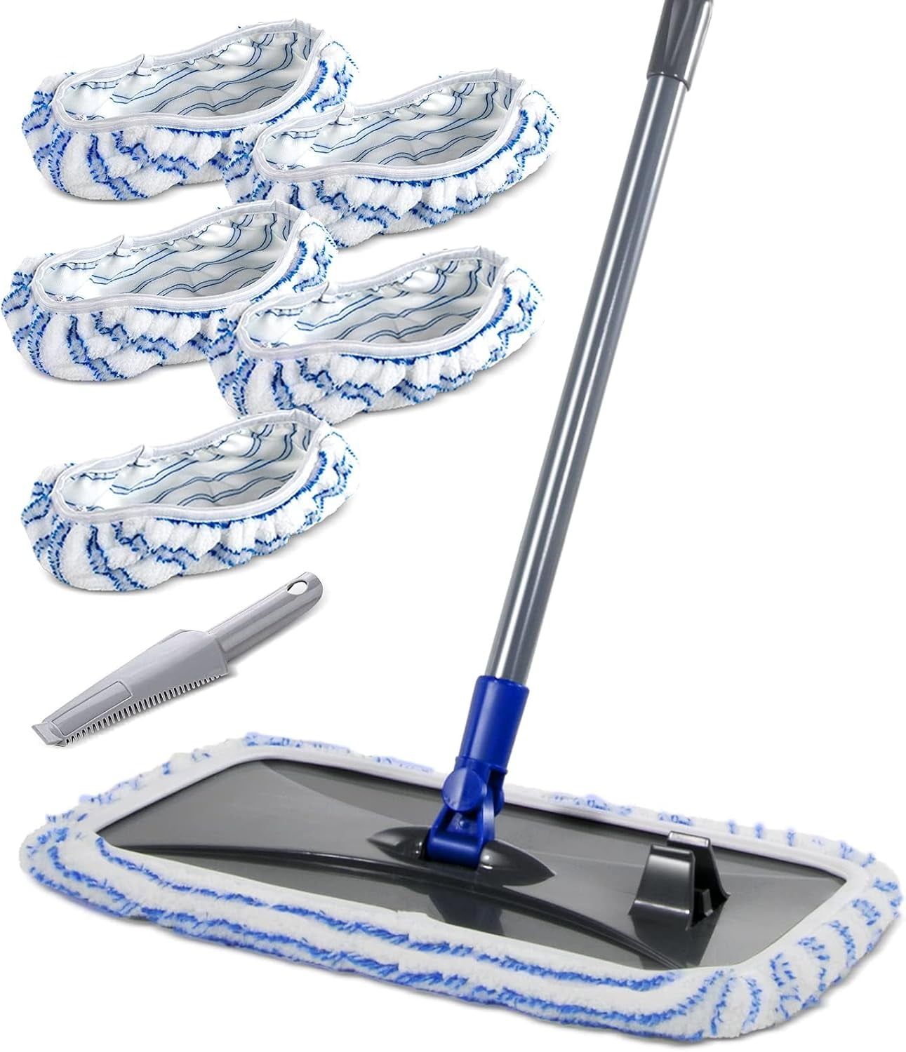 Extra Large Microfiber Mop for Floor Cleaning, 16“ Flat Mop with 5 Pad ...