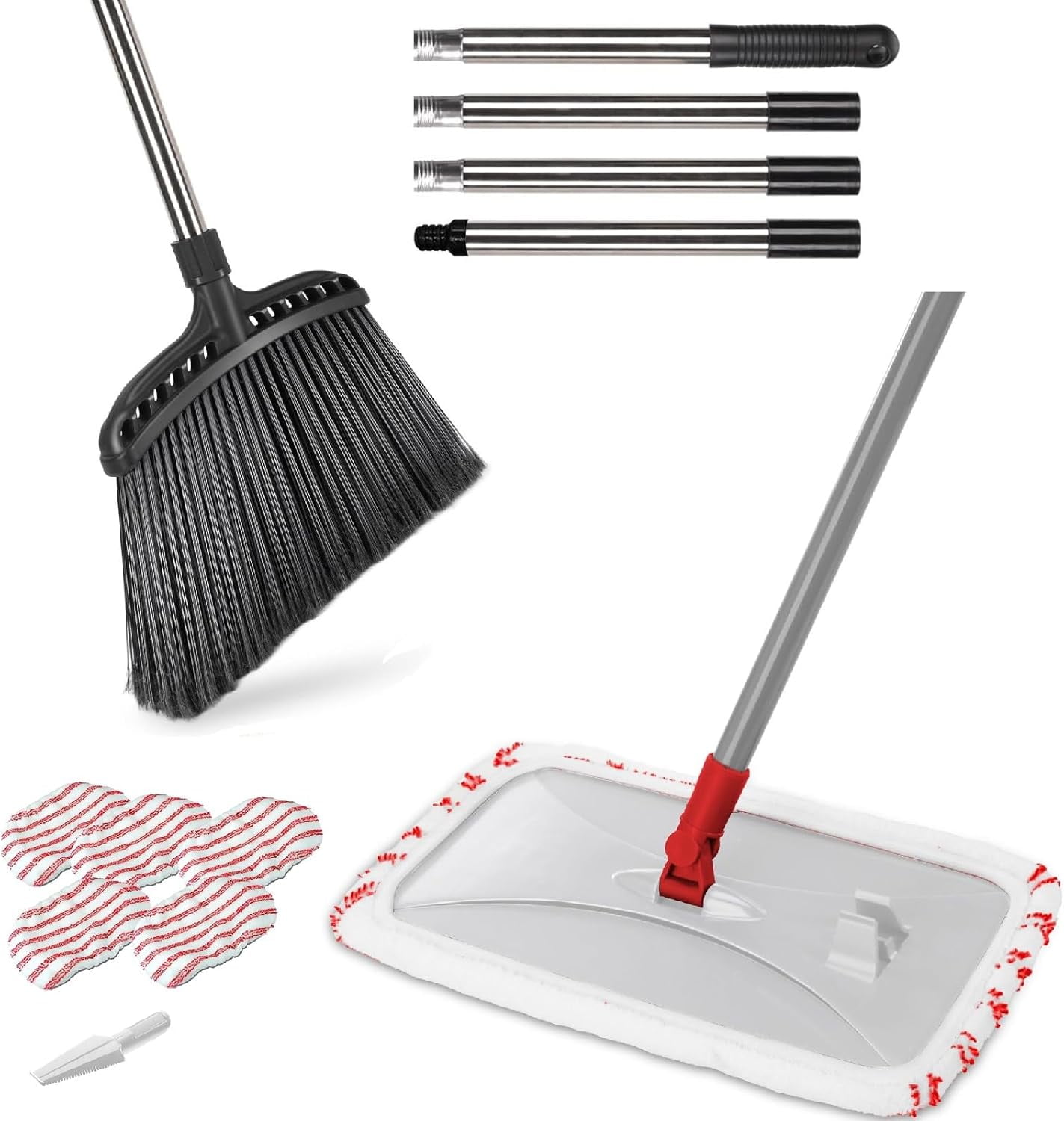 Extra Large Microfiber Mop with 5 Mop Pad for Wet & Dry Use & 56" Heavy ...