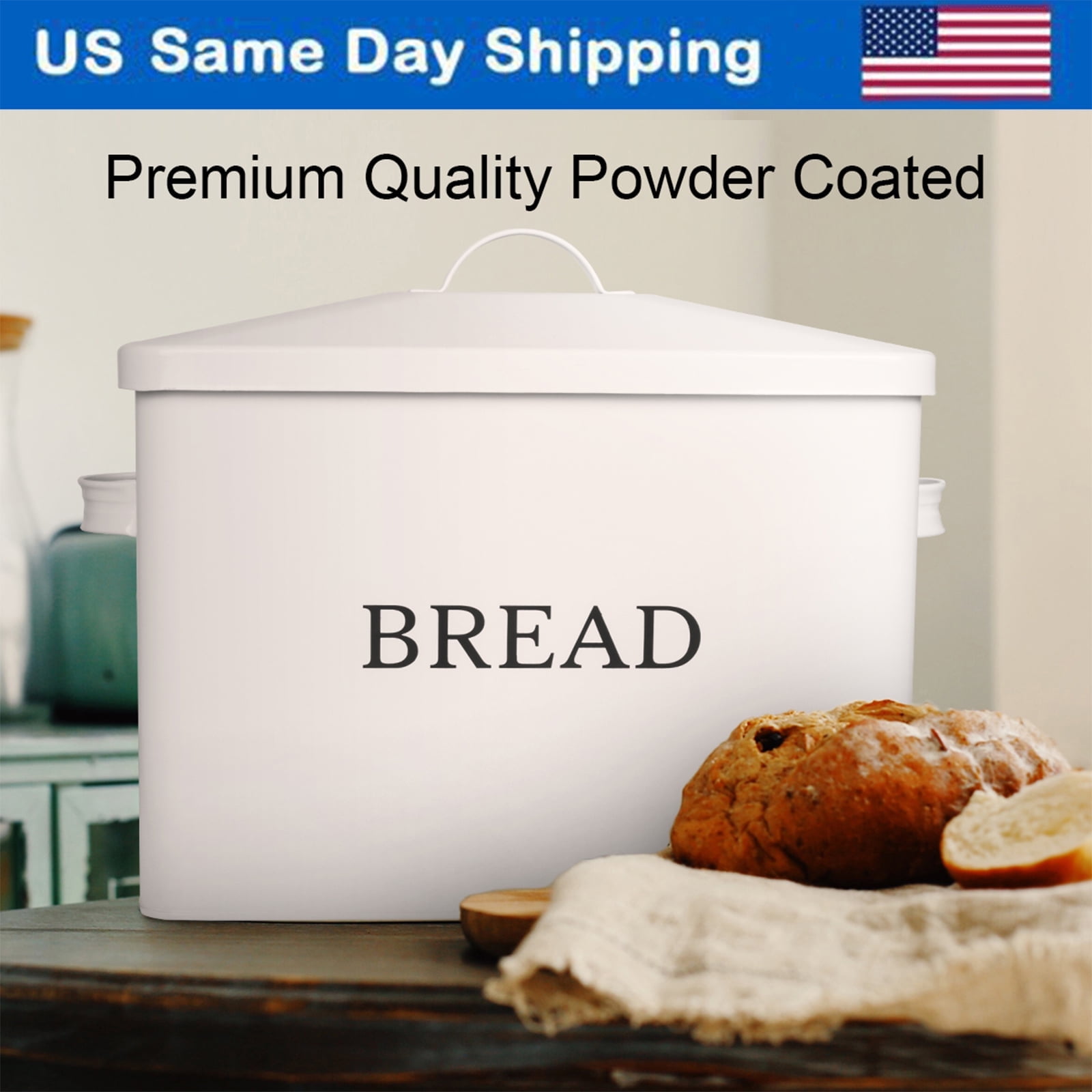 Extra Large Modern Metal Bread Box, Counter-Top Organizer, Holds 2 ...