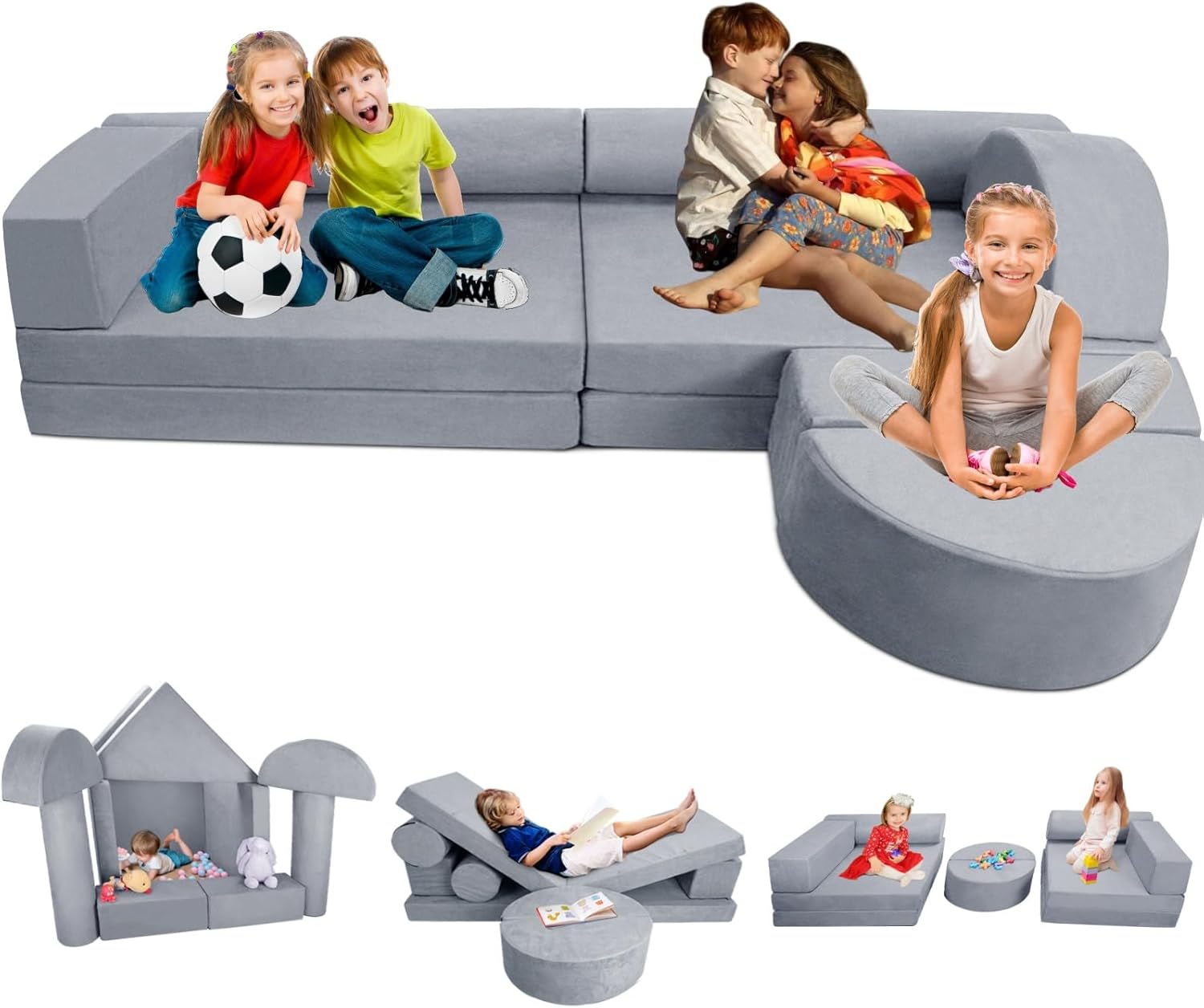 Extra-Large Modular Kids Play Couch, Premium Kids Play Sofa, Foam Couch ...