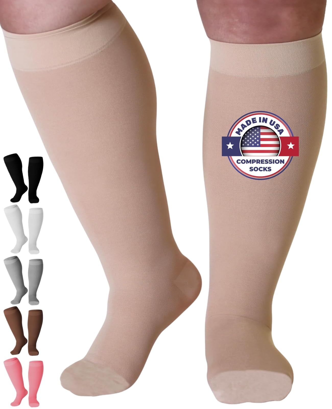 Mojo Medical Compression Socks, Knee High 20-30 mmHg, 6XL, Beige ...
