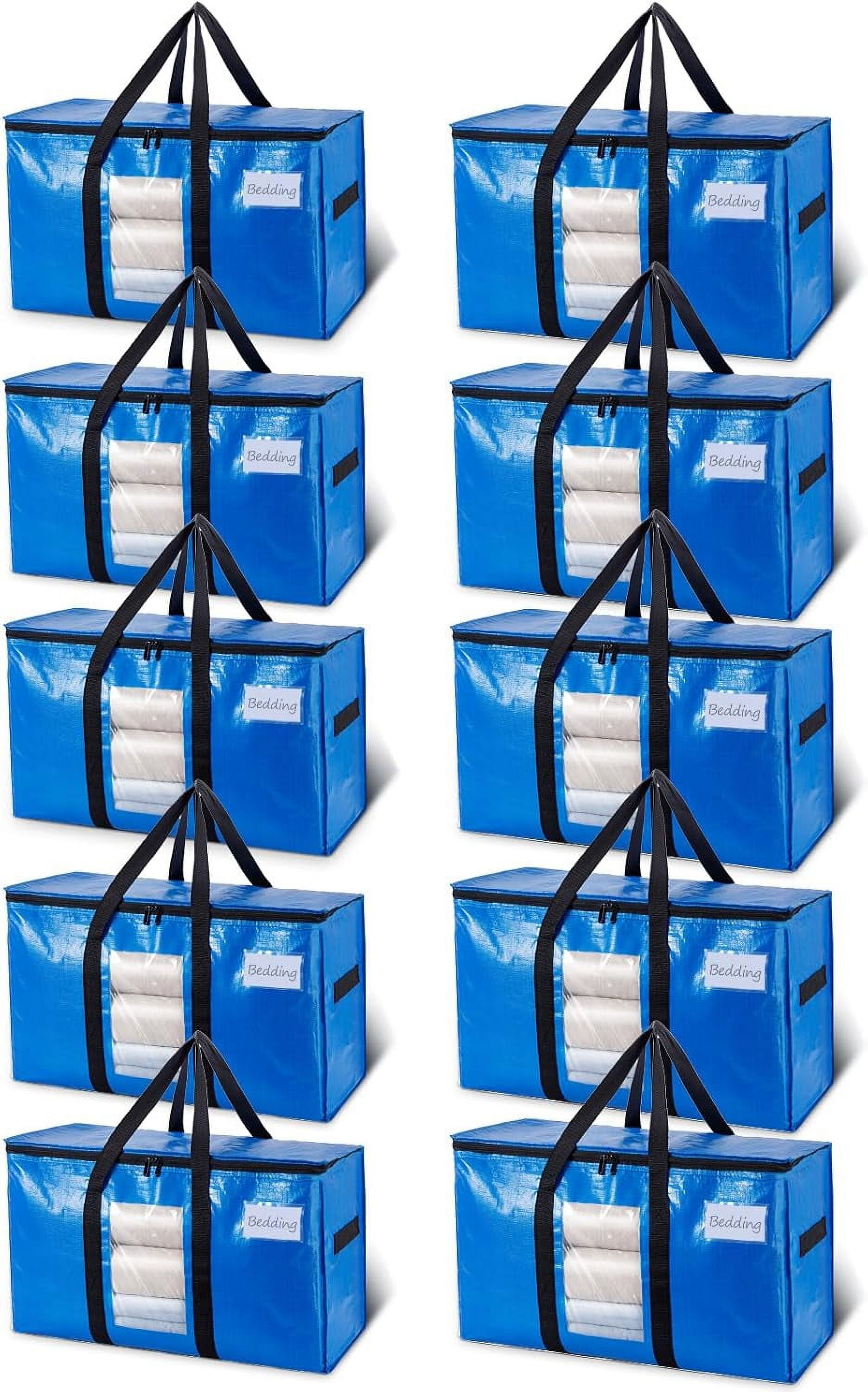 Extra Large Moving Bags, 10 Pack Blue Heavy Duty Totes for Storage with ...