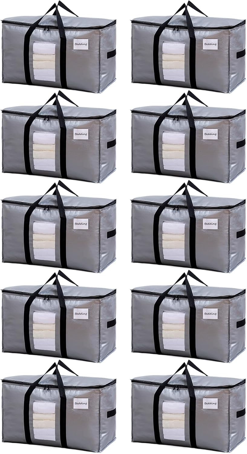 Extra Large Moving Bags, 10 Pack Silver Heavy Duty Totes for Storage ...