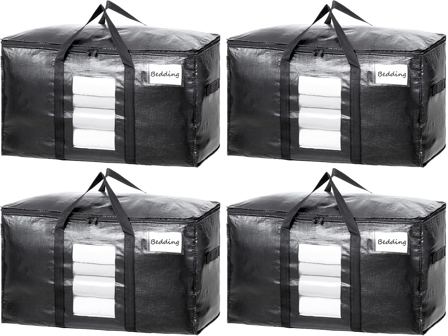 Extra Large Moving Bags, 4 Pack Black Heavy Duty Totes For Storage with ...