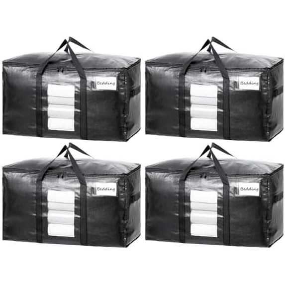 Extra Large Moving Bags, 4 Pack Black Heavy Duty Totes For Storage with ...