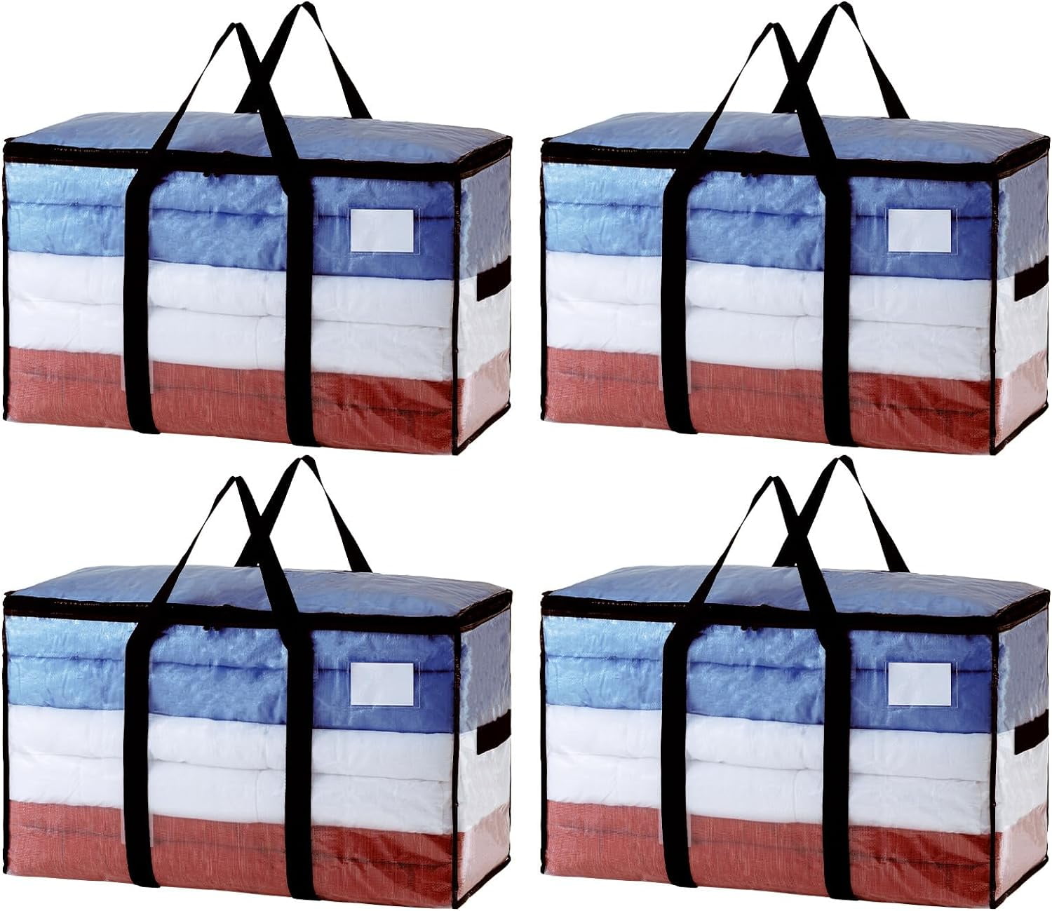 Extra Large Moving Bags, 4 Pack Clear Heavy Duty Totes For Storage with ...