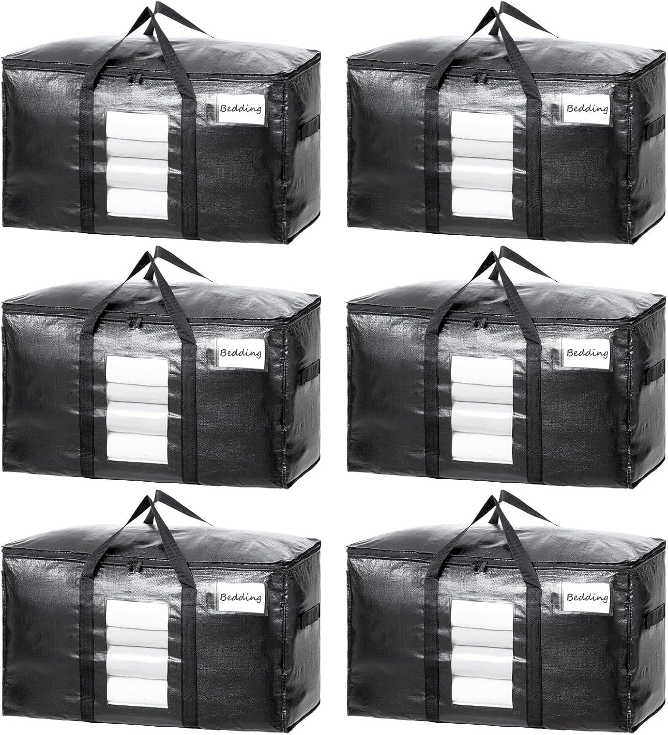 Extra Large Moving Bags, 6 Pack Black Heavy Duty Totes For Storage with ...
