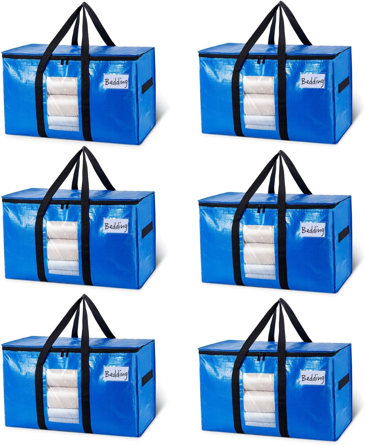 Extra Large Moving Bags, 6 Pack Blue Heavy Duty Totes For Storage with ...