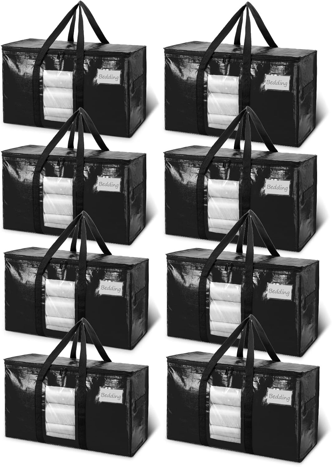 Extra Large Moving Bags, 8 Pack Black Heavy Duty Totes for Storage with ...