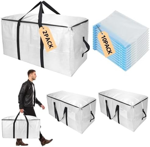 Extra Large Moving Bags with Vacuum Storage Bags Combo – Heavy Duty ...
