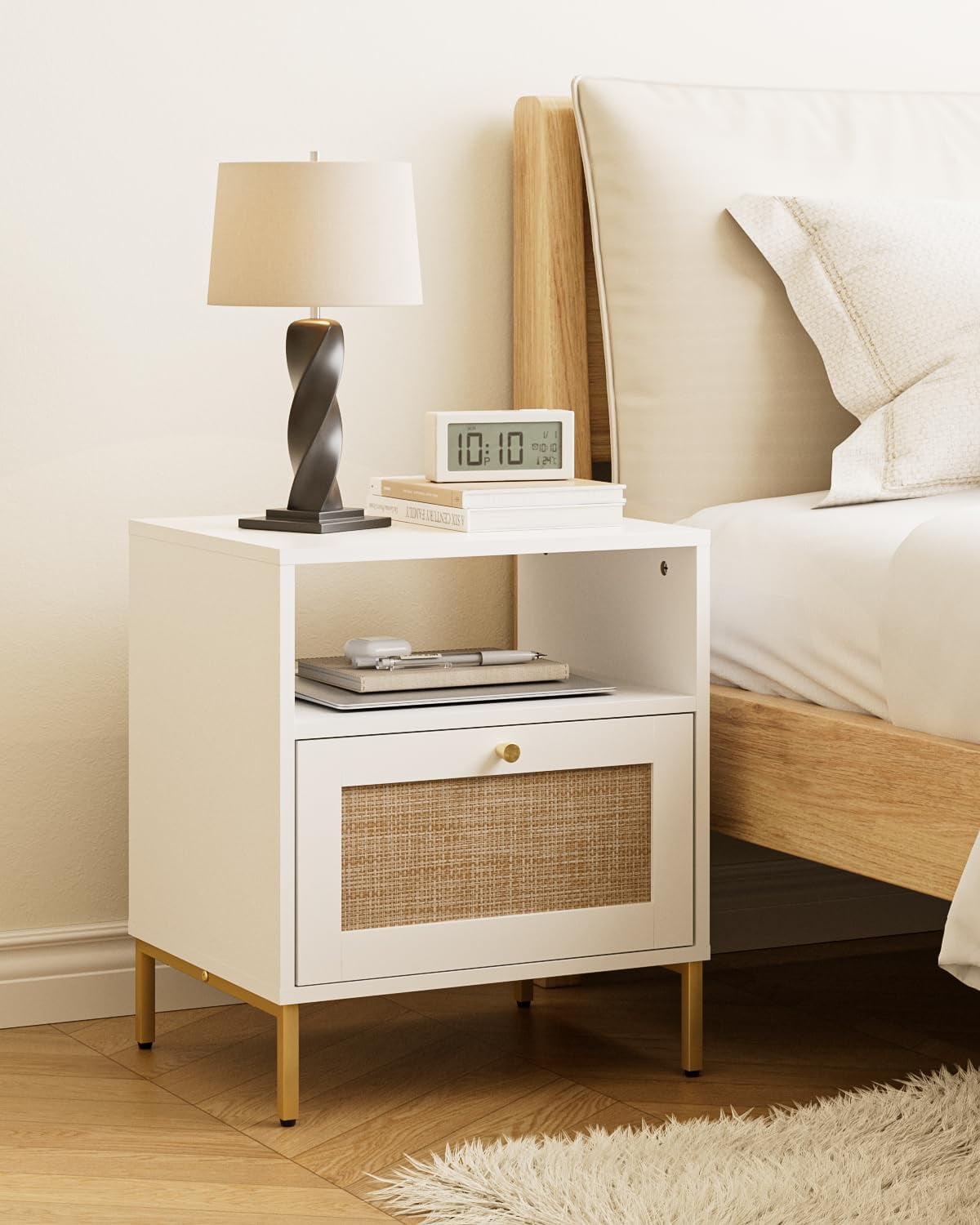 Extra Large Nightstand Rattan Night Stand, Modern Side Table Boho ...