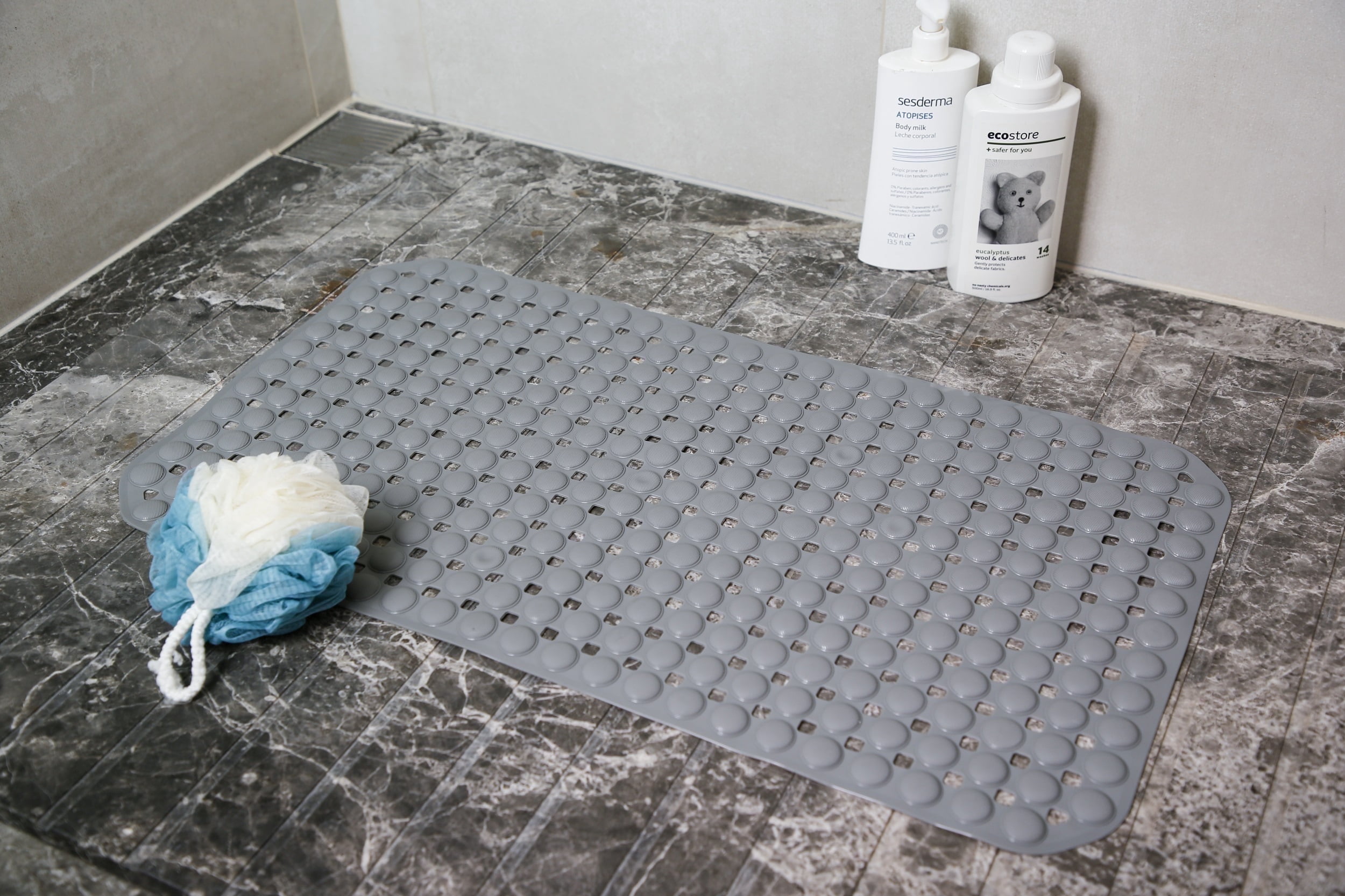 Extra Soft Non-Slip Bathtub Mat, 27"x15" TPR Shower Mat with Suction ...