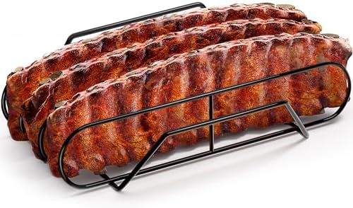 Extra Large Non-Stick Rib Rack - Porcelain Coated Steel Roasting Stand ...