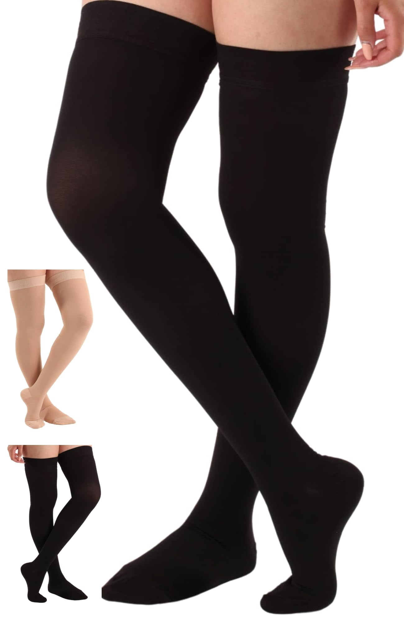 Extra Large Opaque Unisex Compression Stockings 20-30mmHg - Black, 5X ...