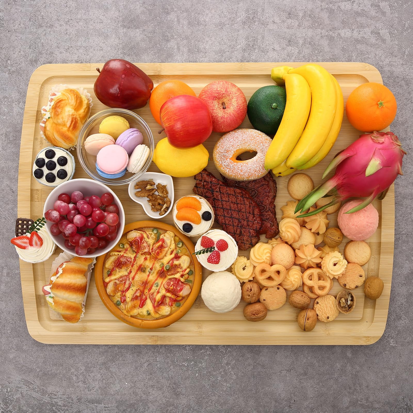 Extra Large Organic Bamboo Cutting Board, Meal Prep & Serving Wooden ...