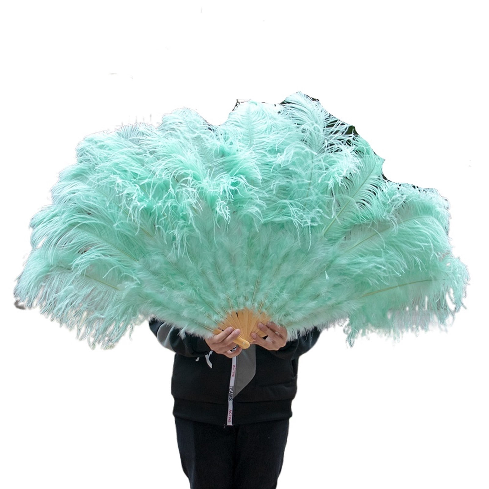 Extra Large Ostrich Feather Fans 13 Bone Handheld Plumes Fan For ...