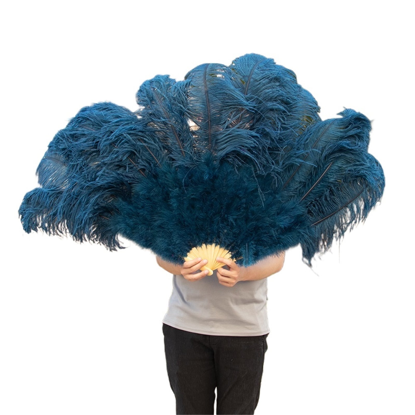 Extra Large Ostrich Feather Fans 13 Bone Handheld Plumes Fan For ...