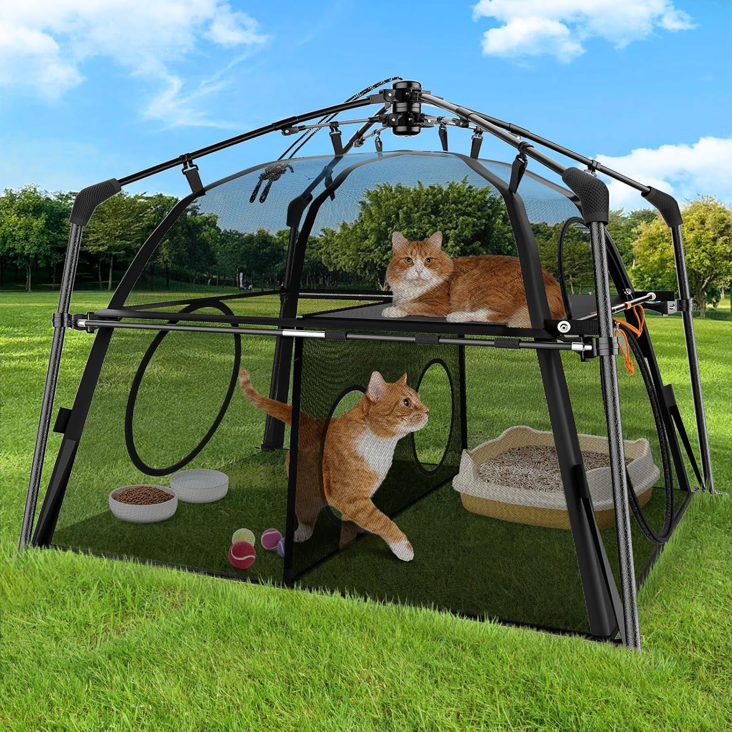 Extra Large Outdoor Cat Enclosure 2-Tier Cat Tent for Patio Balcony ...