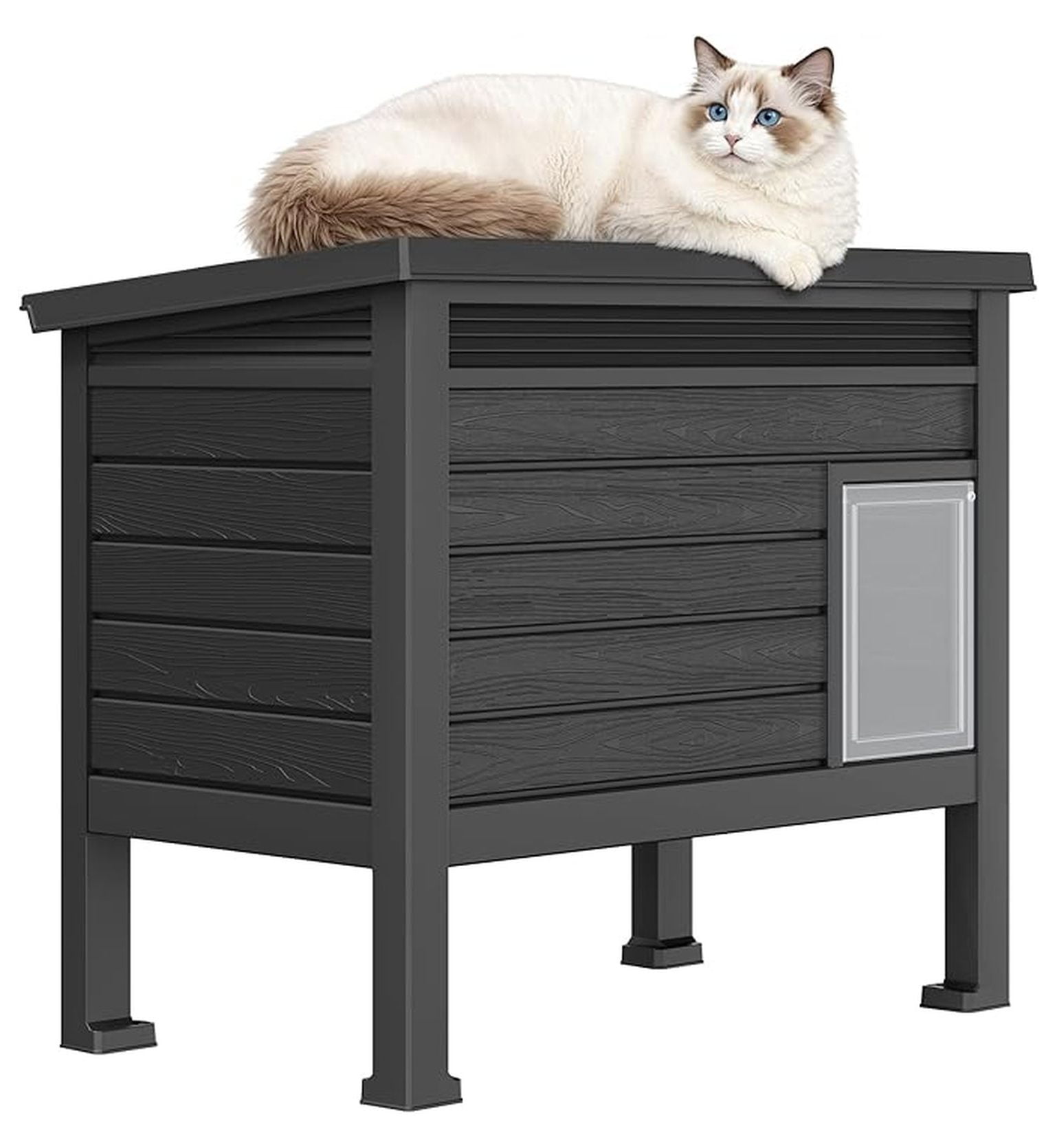 Extra Large Outdoor Cat House, Weatherproof Feral Cat Shelter, Elevated ...