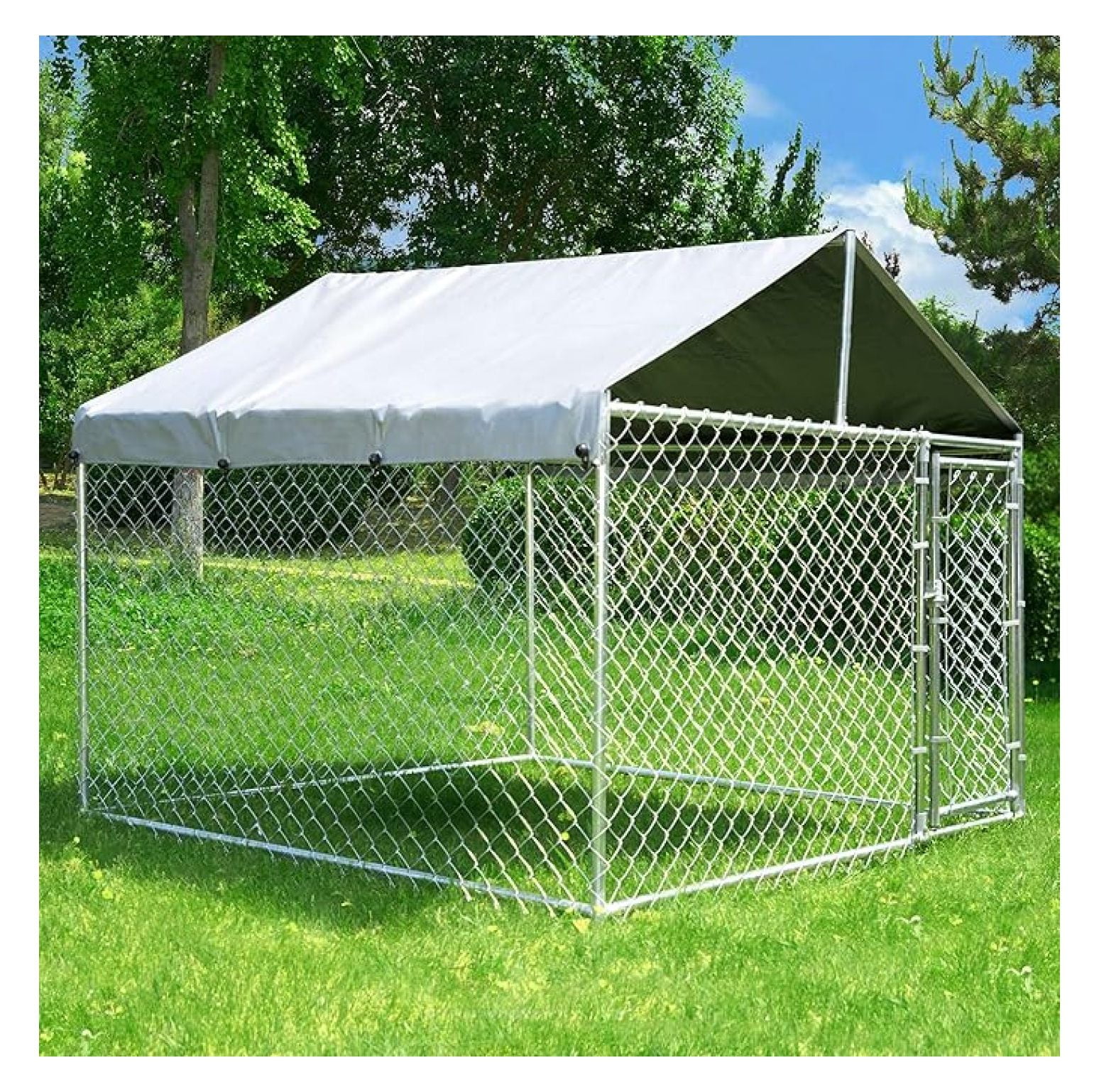 Extra Large Outdoor Dog Kennel, Anti-Rust Dog Kennel Outside with Roof ...