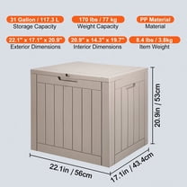 75gal 260L Outdoor Garden Plastic Storage Deck Box for Chest Tools ...