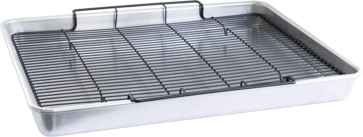 Extra Large Oven Crisping Baking Tray, with Rack, Silver - Walmart.com