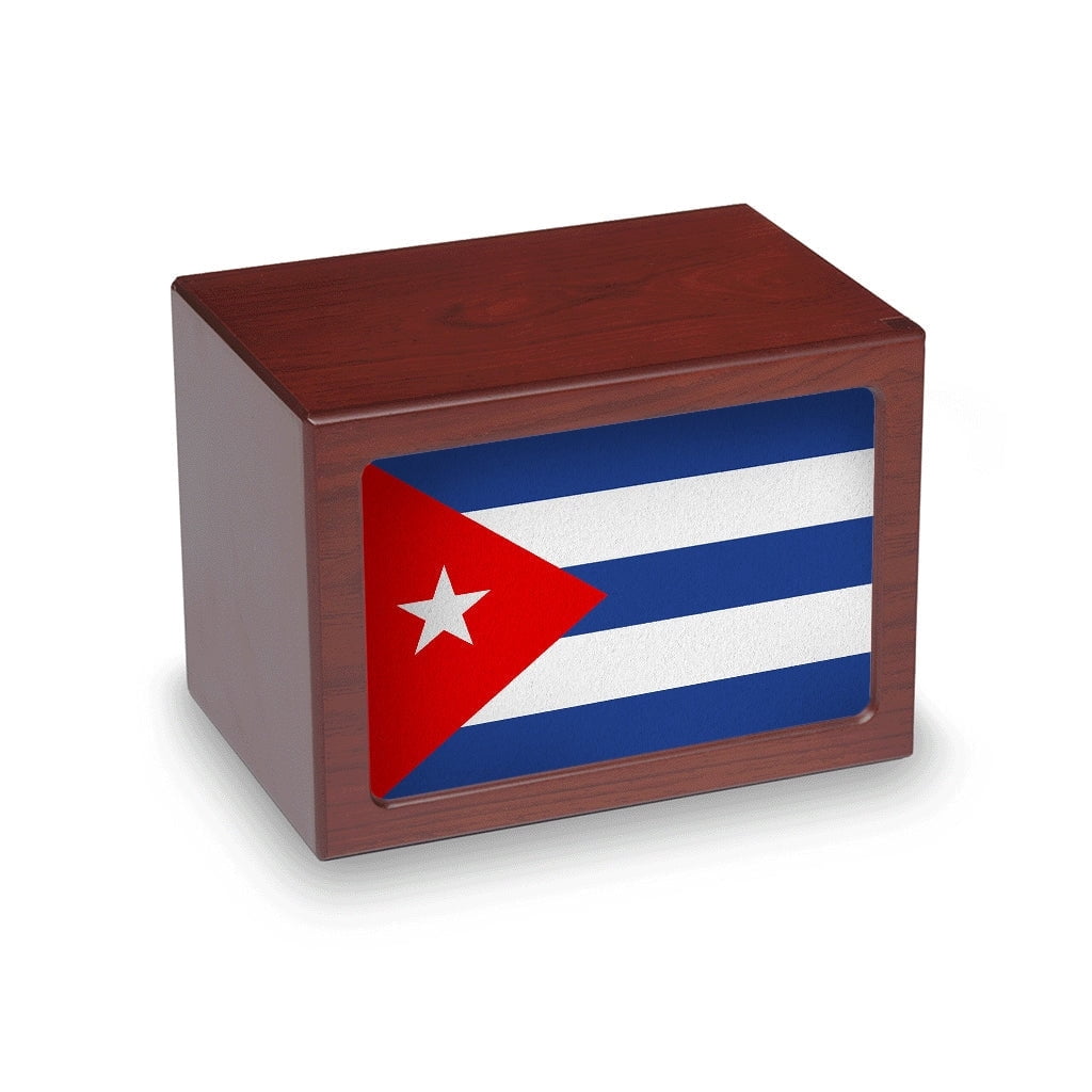 Extra Large Photo Frame Cremation Urn with Cuban Flag - MDF Cherry Tone ...
