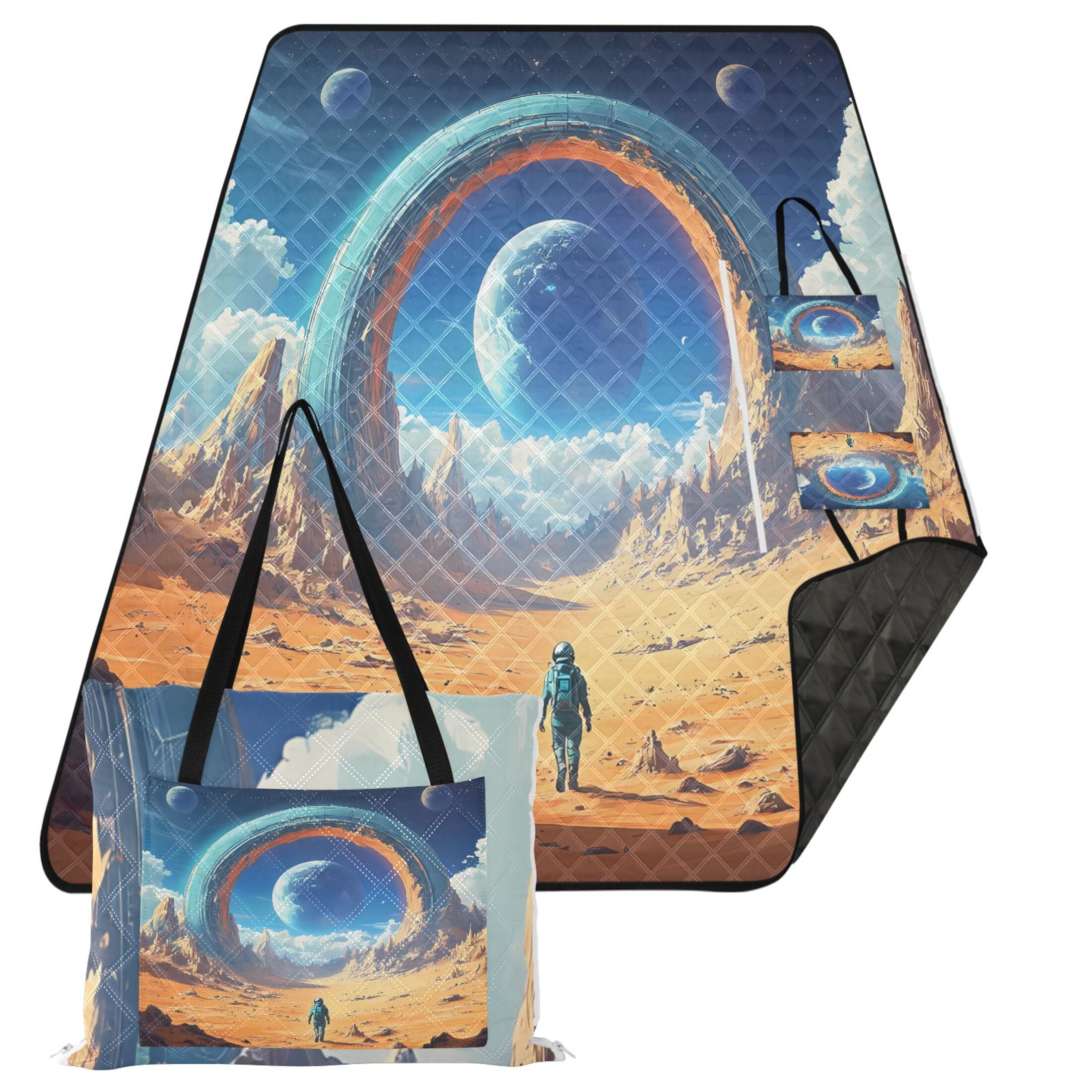 Extra Large Picnic Beach Blanket Waterproof Sand Proof Portable Outdoor Mat Stargate in Desert ...