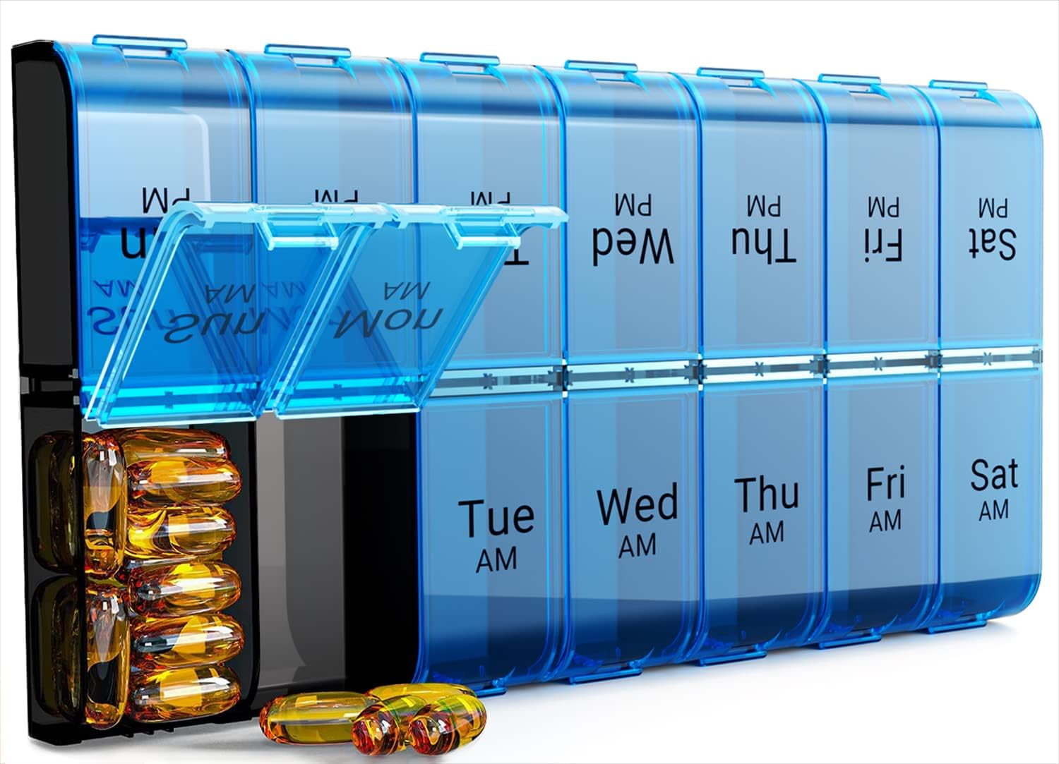 Extra Large Pill Organizer 2 Times a Day, Weekly XL AM PM Pill Case, 7 ...